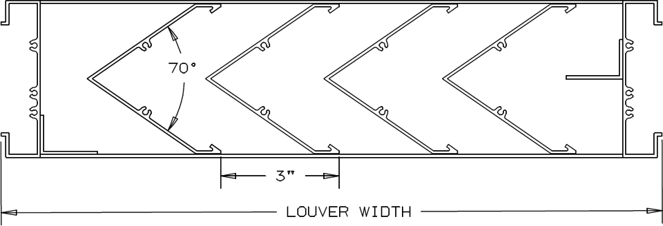 4" Deep Vertical Extruded Aluminum Sightproof Chevron Blade Louver