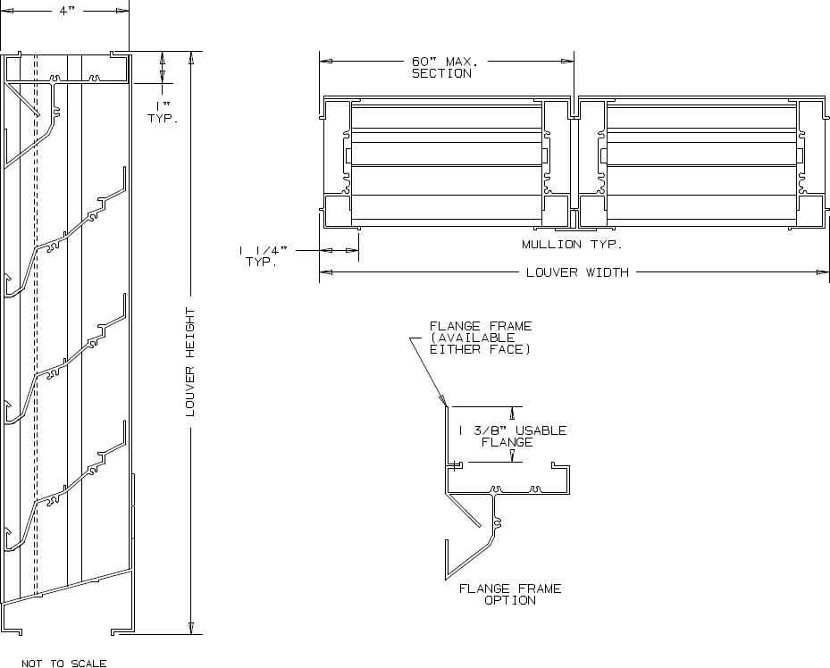 4" Deep 45° Dual Drainable Stationary Blade Louver