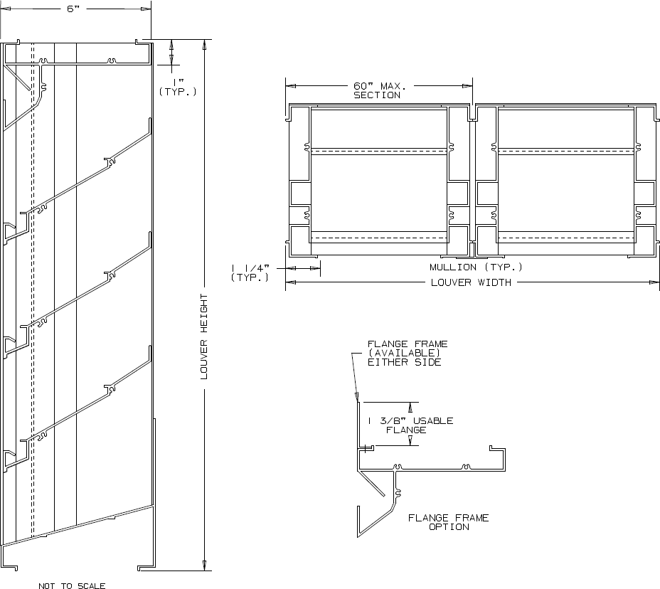 6" Deep Extruded Aluminum 35°/42° Drainable Blade Louver