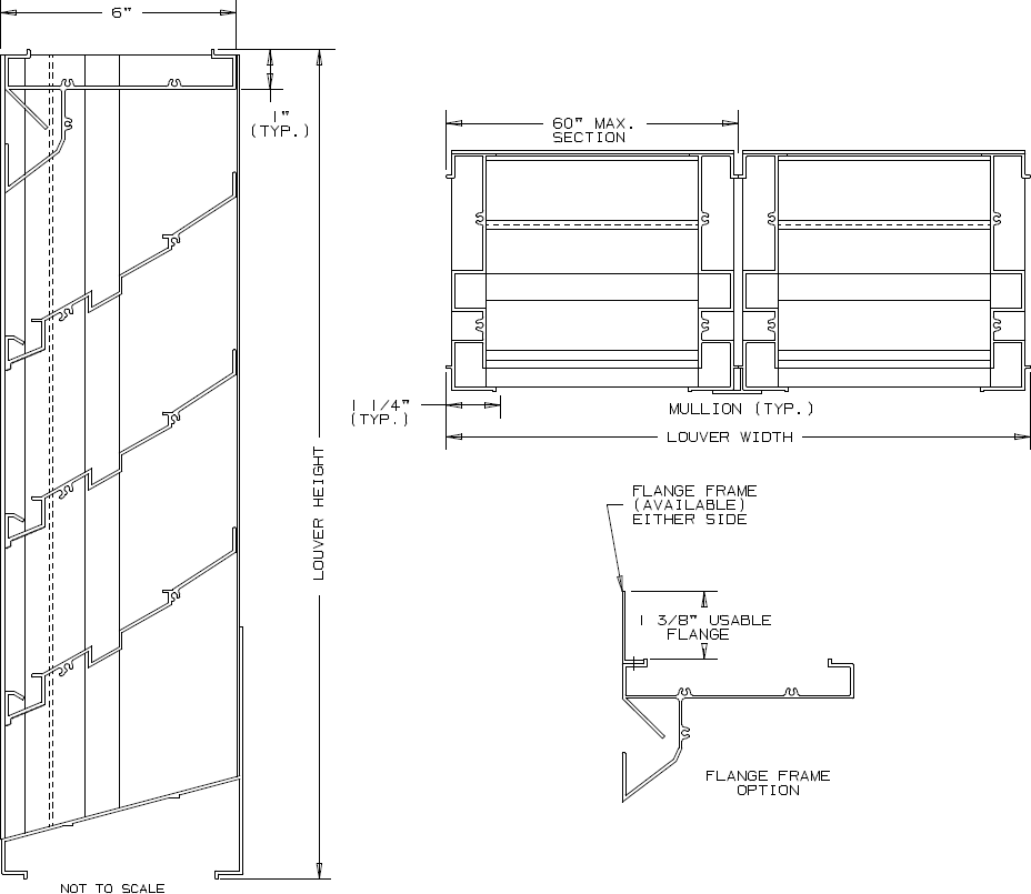 6" Deep Extruded Aluminum 35°/42° Dual Drainable Blade Louver
