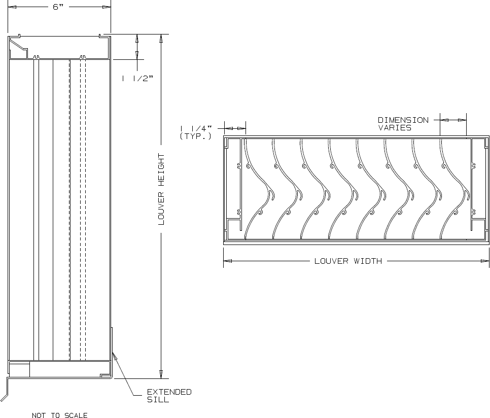 6" Deep Extruded Aluminum Vertical Chevron Blade Rain Resistant Storm ...