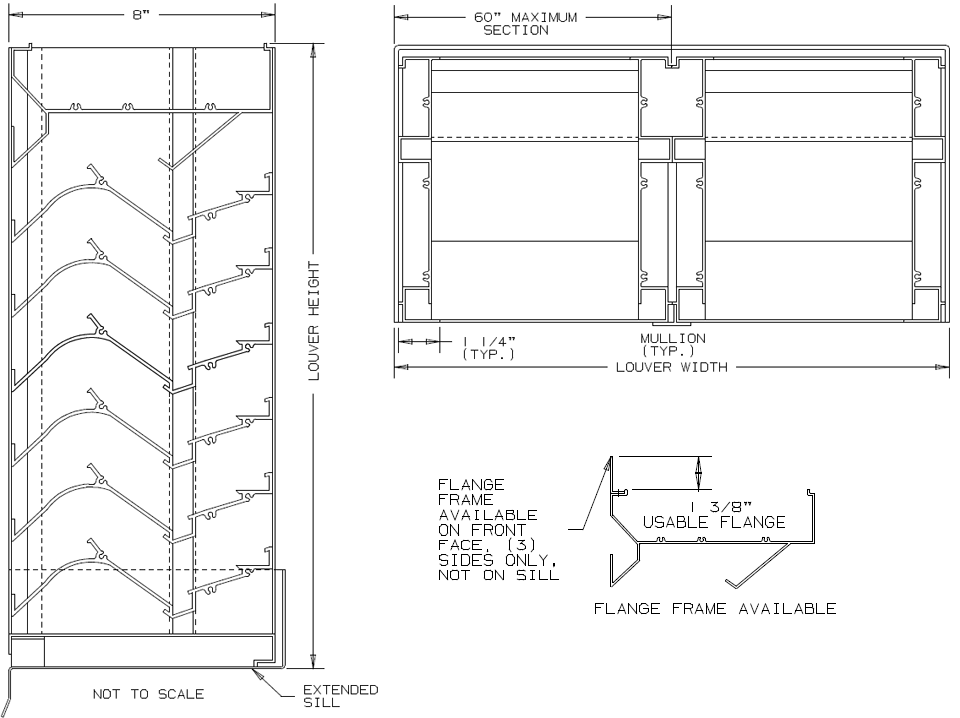 8" Deep Chevron Drainable Blade Wind Driven Rain Resistant Louver